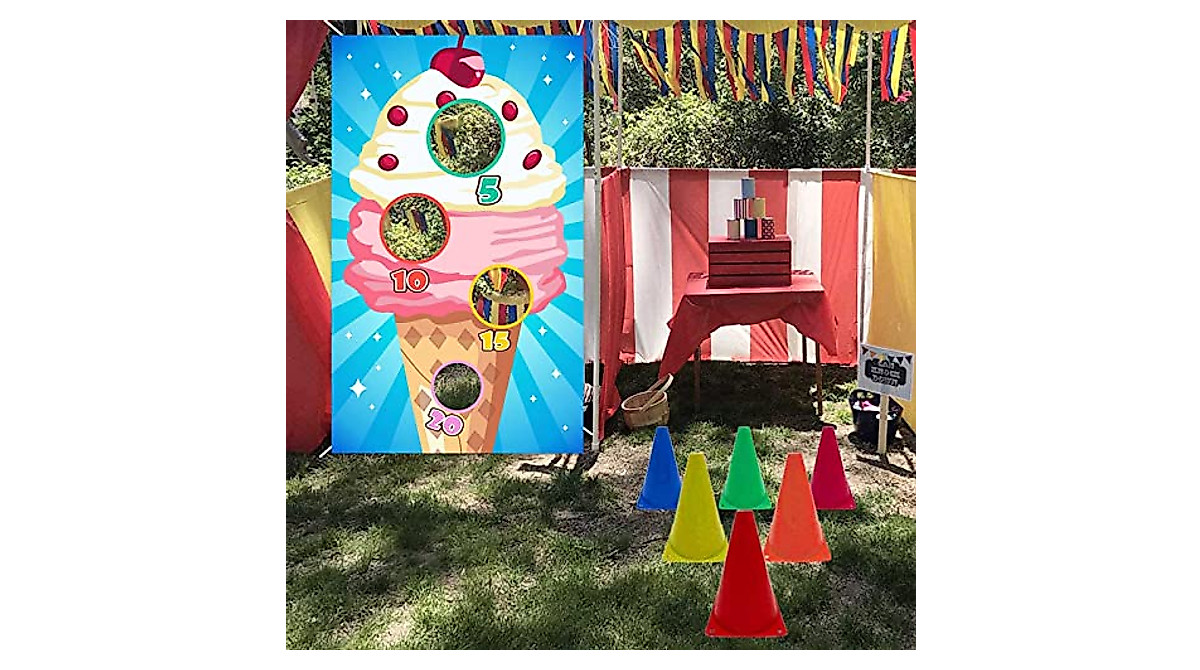 Ice Cream Toss Game Banner for Parties & Photo Booths | Fun & Reusable