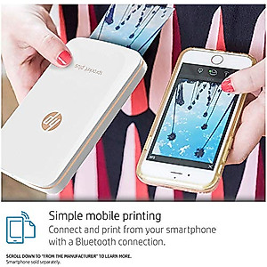 HP Sprocket Plus Instant Color Photo Printer, Print 30% Larger Photos on 2.3x3.4 Sticky-Backed Paper – White (2FR85A)