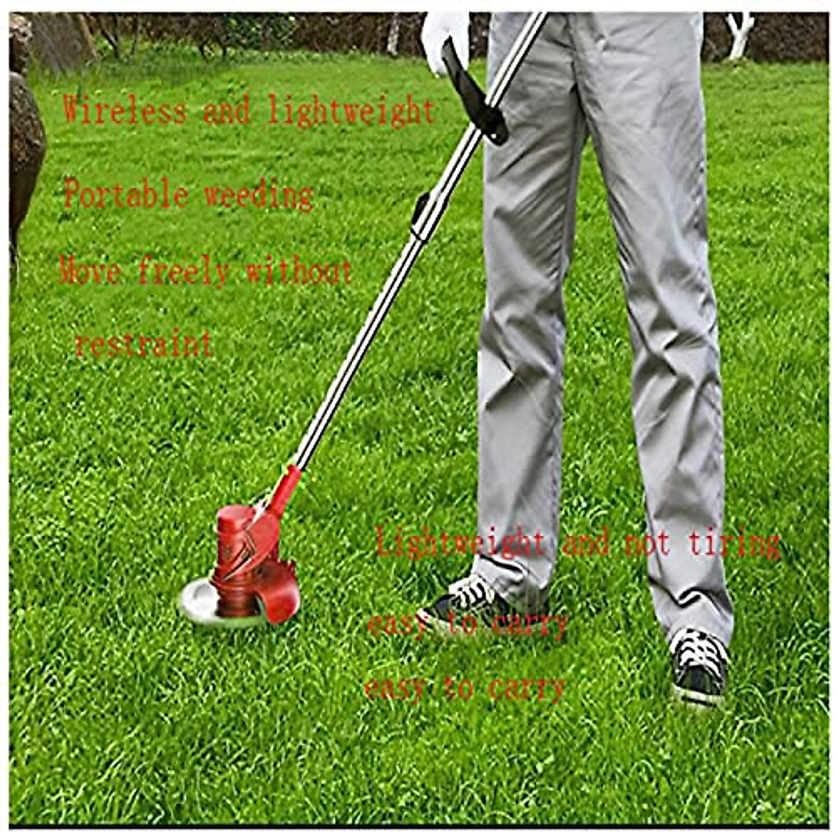 Weed Wacker,24V 2Ah Battery Powered Weed Eater with 2 Batteries and 3 Types Blades,Weed eaterLightweight and Powerful String Trimmer for Yard and Garden(RED)
