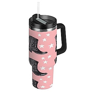 Flradish 40oz Tumbler with Handle, Beautiful Cowboy Boots Stainless Steel Tumbler with Lid and Straws Double Wall Vacuum Insulated Leakproof Coffee Travel Mug