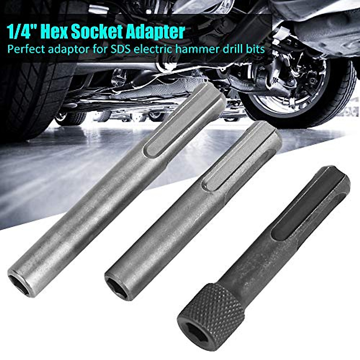 3Pcs SDS Socket Adapter Set 1/4" Hex Shank Screwdriver Bit Holder Socket Adapter Converter for SDS Hammer Drill