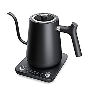 Gooseneck Electric Tea Kettle Pour-Over Kettle for Coffee, with 5 Variable Presets, 100% Stainless Steel Inner, with Keep Warm and Mute Function 0.8L, 1000W Quick Heating, Matte Black