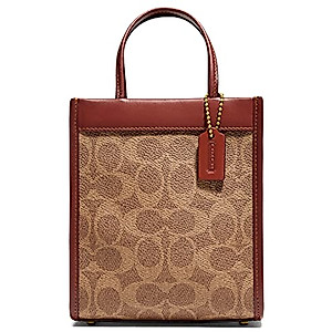 COACH Coated Canvas Signature Mini Cashin Tote Tan Rust One Size