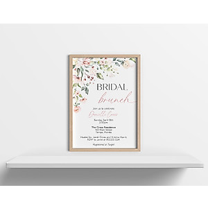 Bridal Shower Invitation Wedding Shower Invite Bridal Brunch Floral Flowers Pink Blush Spring Printed Cards Customized Personalized Cards (12 Count)