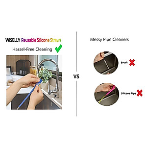 Reusable Travel Straws Openable Easy Clean NO BRUSH NEEDED (4 Small + 4 Large + 1 Pouch) Dishwasher Safe (2 Wide Sizes) for Thick Smoothie, Milkshakes, Coffee, Soda, Juice (Random Colors)