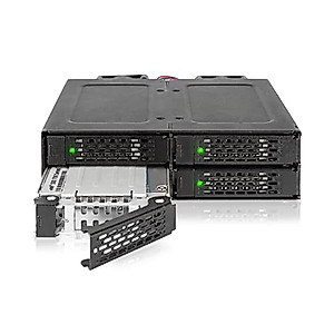 ICY DOCK ToughArmor MB699VP-B V3-4X U.2 NVMe PCIe 4.0 SSD to SFF-8612 OCuLink (According to SFF-9402 Rev 1.1) Removable Frame Metal Black (Compatible with Tri-Mode Cards)
