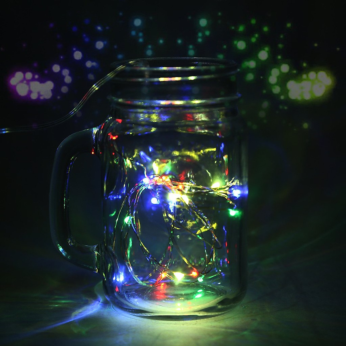 NONMON LED String Lights, 2M/6.6ft 20 LEDs Micro Silver Wire Indoor Battery Operated Fairy String Lights Festive Lights - Multicolored