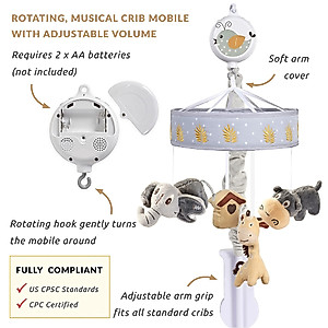 OBERLUX Crib Bedding Set + Baby Play Mat + Musical Crib Mobile - Baby Nursery Room Bundle Set