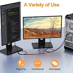 RyzzRooa DisplayPort to HDMI Cables 3FT, 2 Pack, Gold-Plated DP to HDMI Cable Adapter Male to Male FHD, Supports Video and Audio for Computer, Monitor, HDTV, Projector