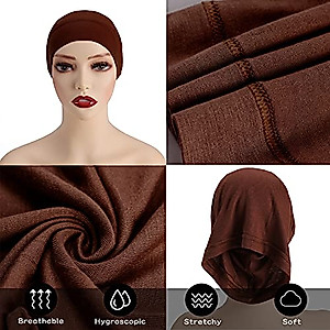 12 Pieces Under Scarf Hijab Cap Under Caps for Turban Head Wraps Scarf Solid Color Hijab Tube Unisex Stretch Dreadlocks Tube Neck Cover