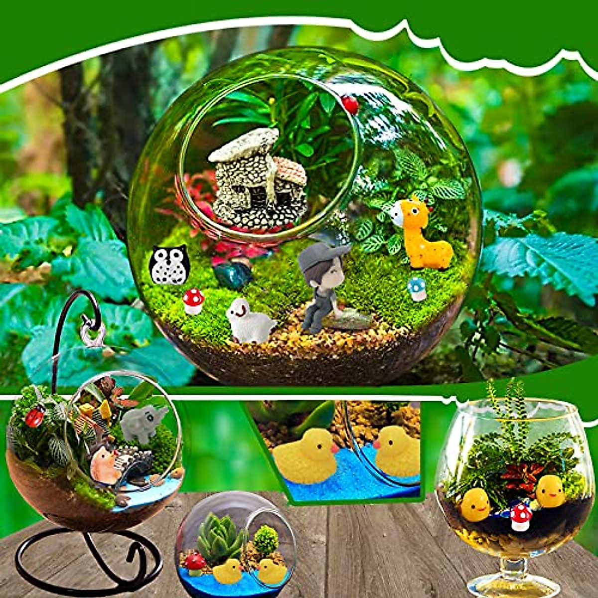 Fairy Garden Accessories, Fairy Garden Kit, 49 Pieces Miniatures for Fairy Garden Animals Kit,Miniature Figurines ,Micro Landscape Ornaments Kit,Garden DIY Kit for Outdoor Home Garden Decoration1