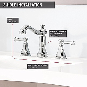 Delta Faucet Cassidy Widespread Bathroom Faucet Chrome, Bathroom Faucet 3 Hole, Bathroom Sink Faucet, Metal Drain Assembly, Chrome 3597LF-MPU