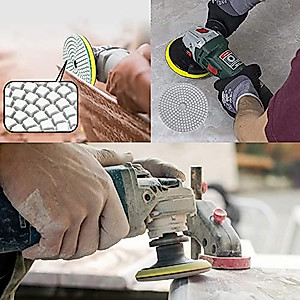 McopKrmo 5 Inch Diamond Grinding Pads for Tile, 10pcs Wet/Dry Diamond Sanding Polishing Sheet Granite Stone Polish Kit for Concrete Marble Countertop Quartz 50#~8000# with Backer Pads Thread 5/8"