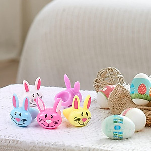 Easter Rabbit Rings For Kids Dress Up Rings Jewelry Set Toys For Little Girls Pretend Play Decorative (Blue, One Size)