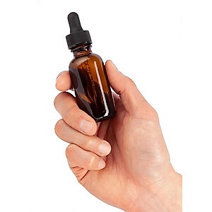 JUVITUS 1 oz / 30 ml Amber Glass Boston Round Bottle with Graduated Measurement Glass Dropper (12 Pack) + Funnel