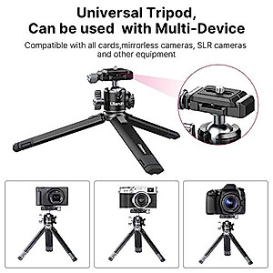 Portable Desktop Mini Tripod PICTRON MT-24 Compact Camera Tripod Aluminum Alloy with 360° Ball Head,1/4 inches Quick Release Plate for DSLR Camera Video Camcorder, Load up to 11lbs/5kg