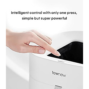 TOWNEW T Air Lite(T02B) Self-Sealing 4.4 Gallon Waste Bin | No Lid Waterproof Motion Sense Activated Garbage Bin | Smart Home Electric Trash Cans - White x1 Refill Ring Included (Up to 25 Bags)