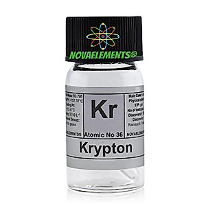 Krypton Element 36 Kr, 99.9% Pure Sample in Mini ampoule and Glass ampoule with Label