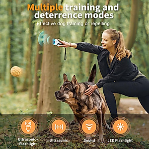 H4U Dog Training Aid to Stop Bad Behavior - Anti Barking Device for Dogs with LED Flashlight - Ultrasonic Dog Barking Silencer with 2 Ultrasonic Frequencies - Quick Charging & Effective Dog Repellent
