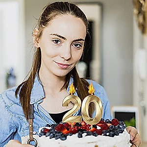 Gold 16th & 61st Birthday Candles for Cakes, Number 16 61 Glitter Candle Cake Topper for Party Anniversary Wedding Celebration Decoration