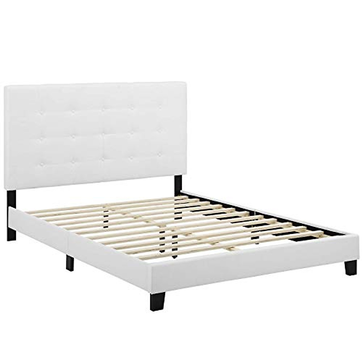 Modway Melanie Tufted Fabric Upholstered Twin Platform Bed in White