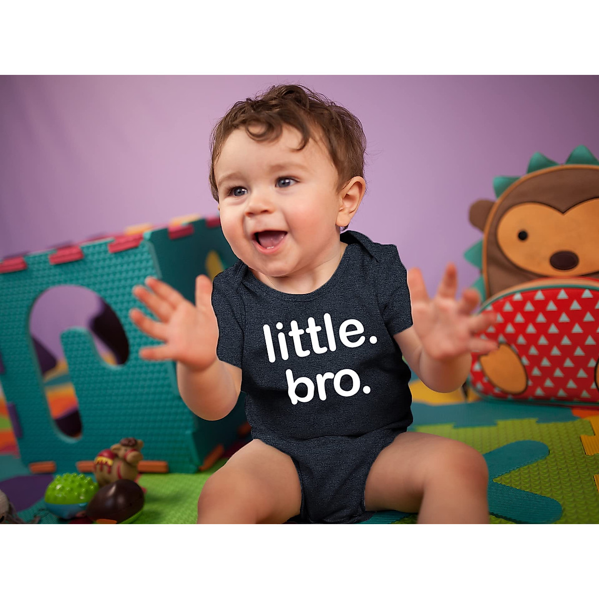 Unordinary Toddler little brother newborn outfit for boys little bro baby shower boy romper bodysuit (Charcoal Black, 0-3 Months)