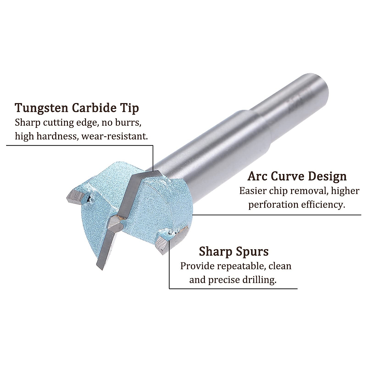 uxcell Forstner Drill Bits 20mm, Tungsten Carbide Wood Hole Saw Auger Opener, Woodworking Hinge Hole Drilling Boring Bit Cutter (Blue, Silver Tone)