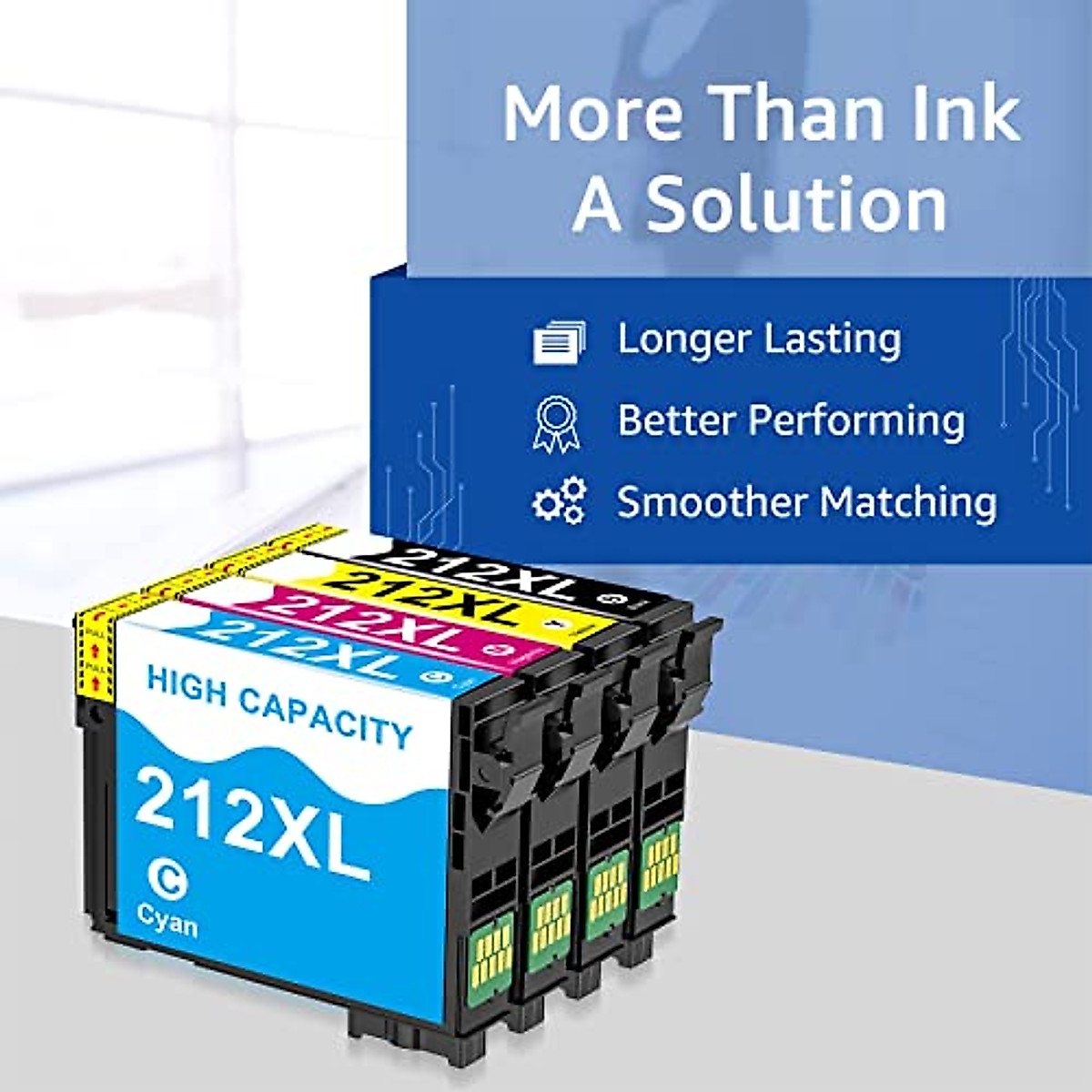 Palmtree Remanufactured Ink Cartridge Replacement for 212XL T212XL 212 XL T212 for XP-4100 XP-4105 WF-2830 WF-2850 Printer Ink (1 Black, 1 Cyan, 1 Magenta, 1 Yellow, 4 Packs)