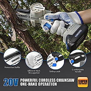 Mini Chainsaw 6 Inch Cordless, Electric Battery Powered Chainsaw Brushless Mini Chain Saw with 2 Batteries, Handheld Small Chainsaw for Wood Cutting Tree Trimming