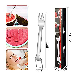 3 Pcs 2-In-1 Watermelon Slicer Cutter,Watermelon Cutter-2023 New watermelon cutter Cutter Summer,Dual Head Stainless Steel Fruit Forks Slicer Knife,For Family Parties Camping