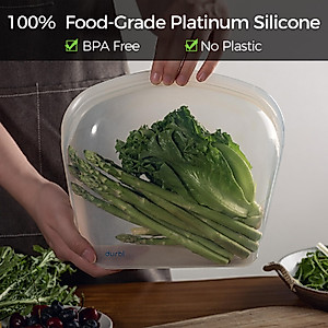 Silicone Freezer Bag for Food Storage,1PCS Gallon Bag (101floz Clear), Large Folding Stand Up Zip Top Container, Home Organization,Travel,Make-up Storage, Freezer, Oven, Microwave (Clear)………