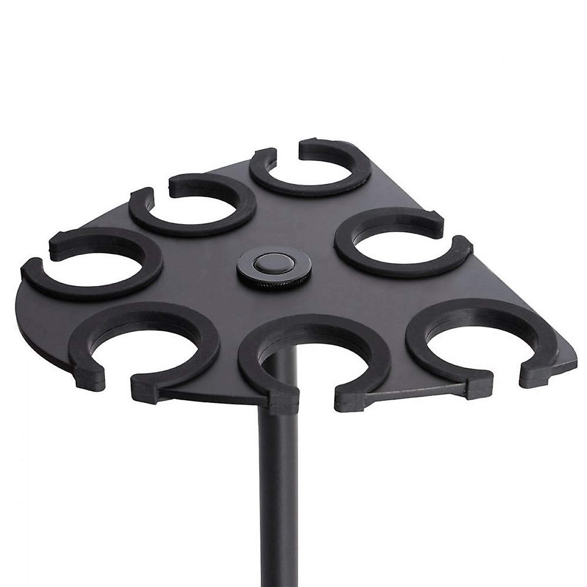 On Stage Round Base Microphone Stand, Black + Mic Holder + Mic Extension Attachment Bar + Strapeez - Top Value Microphone Accessory Kit