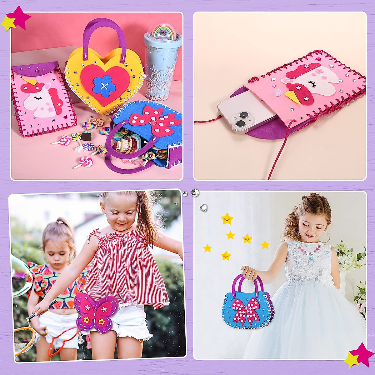 Toylink First Sewing Kit for Kids Beginners Arts Crafts for Girls Ages 4 5 6 7 8 Learn to Sew Unicorn Purse Bags Picture Frame Pen Holder DIY Felt Craft Kits Toddler Gifts