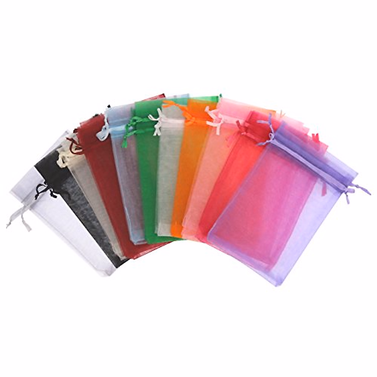 SumDirect 110Pcs 2.7x3.5 inches Mixed Color Sheer Drawstring Organza Jewelry Pouches Wedding Party Christmas Favor Gift Bags (Mixed Color)