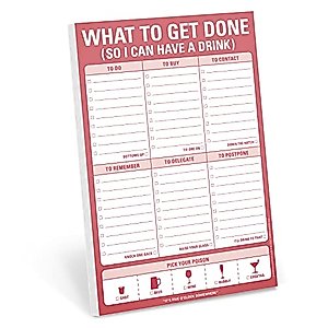 Knock Knock What to Get Do (So I Can Have a Drink), To Do List Note Pad, 6 x 9-inches