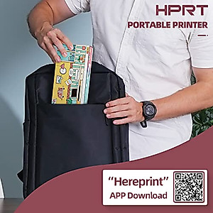 HPRT Portable Printers Wireless for Travel - MT810 Bluetooth Thermal Inkless Compact Printer, Paper Rolls Mobile Printing for Vehicles Office, Compatible with iPhone Android & Laptop