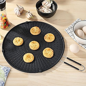 Splatter Screen for Frying Pan, Kaloo Grease Splatter Guard, Heat-Resistant Splatter Guards for Frying, Silicone Splatter Guard for Everyday Cooking, Dishwasher Safe (13inch,Black)
