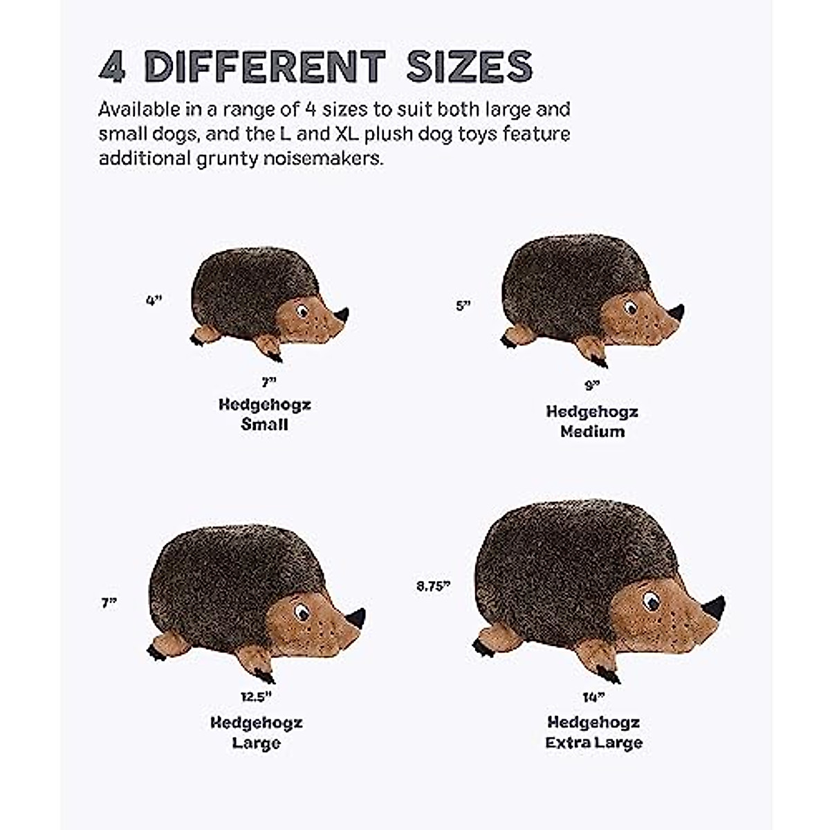 Outward Hound Hedgehogz Squeaky Dog Toy – Cuddly Soft Toy for Dogs - Durable Plush Fluffy Toy for Awesome Pets, LG, Model:32022, Brown, Medium