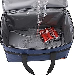 FORCOOK Insulated Food Delivery Bags XXL Commercial Grocery Bags Hot Bags for Delivery Waterproof - Premium Food Warmer Bag for Uber Eats and Doordash with Hard Bottom Blue