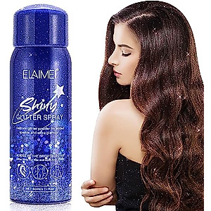 HANYWIL Body Glitter, Glitter Hairspray, Holographic Body Glitter Spray for Skin, Face and Hair, Quick Dry Glitter Spray, Temporary Shiny Spray for Clothes 2.11 Fl.oz