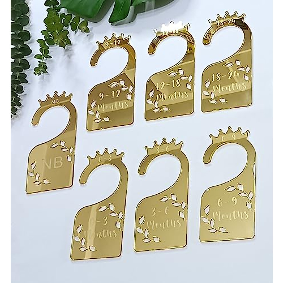 Baby Closet Dividers,Set of 7 Acrylic Mirror Baby Clothes Organizers for Wardrobe Closet Home Nursery from Newborn to 24 Months (Gold Mirror, Model 1)