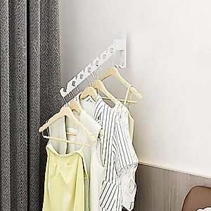 dancrul White Clothes Hanger Rack Wall Mounted Drying Rack Coat Hook Laundry Room Accessories Closet Organizer