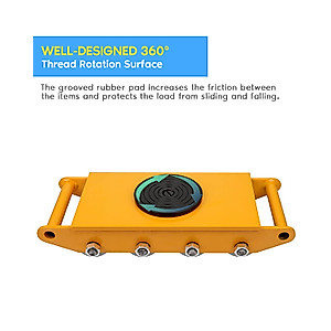 Dollate 12T 26400lbs Machine Skates Heavy Duty Machine Dolly Skate Machinery Moving Skate with 360° Rotation Cap & 8 Steel Wheels, Machinery Mover for Industrial Moving Equipment