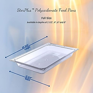 Carlisle FoodService Products Storplus Full-Size Plastic Food Pan, Food Storage Container, for Catering, Buffets, Restaurants, Polycarbonate, Full Size, 6 Inches Deep, Black, (Pack of 6)