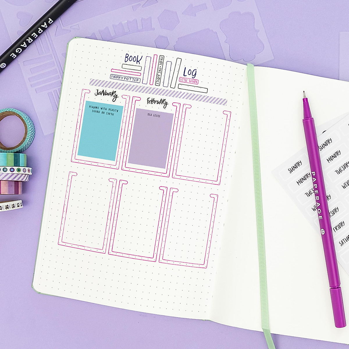 PAPERAGE Dotted Journal Notebook, (Black), 160 Pages, Medium 5.7 inches x 8 inches - 100 GSM Thick Paper, Hardcover