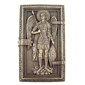 Archangel Saint St Michael Cold Cast Bronze Rosary Relic or Keepsake Case Framed Trinket Box