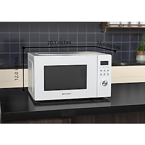 Emerson MW1101W Microwave Oven with Timer & LED Display 1000W, 10 Power Levels, 6 Pre-Programmed Settings, Removable Glass Turntable with Child Safe Lock, 1.1 Cu. Ft, White