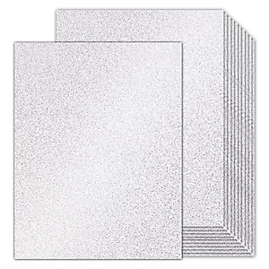 Double-Sided Silver Glitter Cardstock 8.5x11 24 Sheets, Goefun 80lb No-Shed Shimmer Glitter Paper for Scrapbook, Birthday, Wedding Party, Decorations (Not Suitable for Printing)