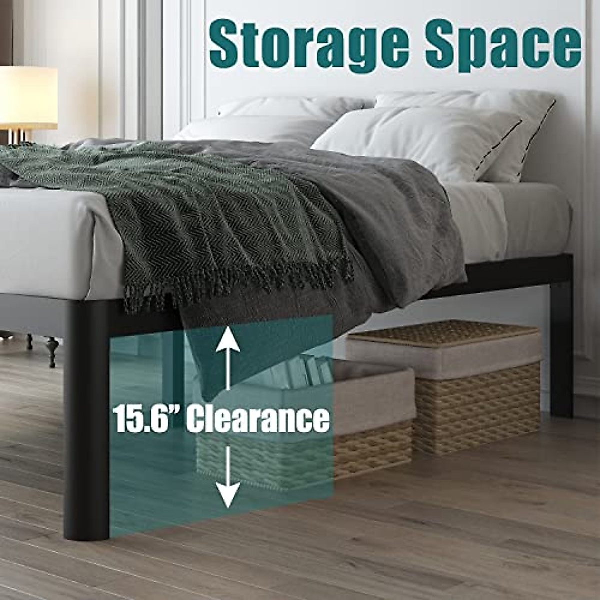 Yitong Angel King Bed Frame with Round Corner Edge Legs, 18 Inch Tall 3500 lbs Metal Platform Bed Frame King Size, No Box Spring Needed/Noise Free/Heavy Duty Steel Slat Support/Non-Slip