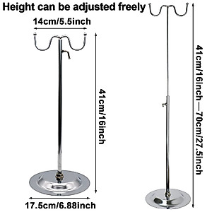 GGOUPTY Handbag Display Stand Adjustable Height Metal Purse Holder 2 PCS Double Hook Purse Hanging Rack Jewelry Metal Stand for Display